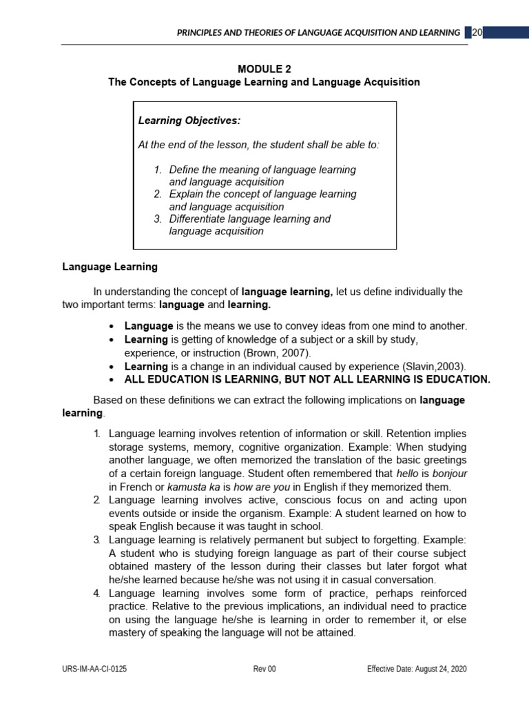 ELT-1-MODULE-2 (1) | PDF | Second Language | Language Acquisition