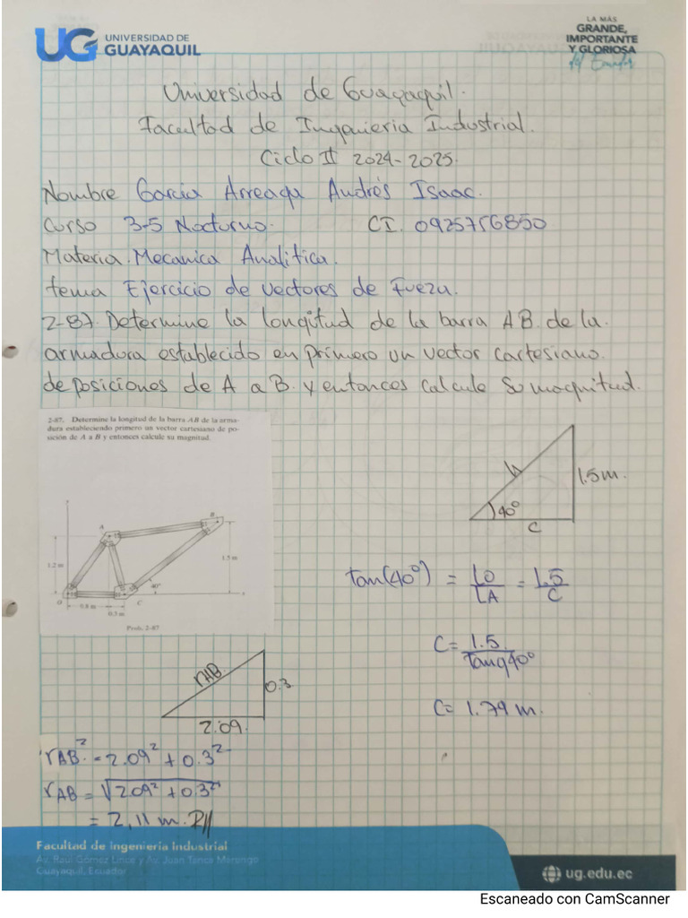 ejercicio de vectores | PDF