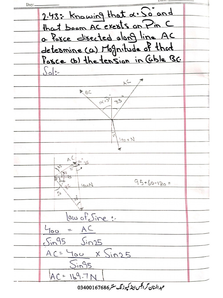 Statics 2.43 44 51 56 58 | PDF