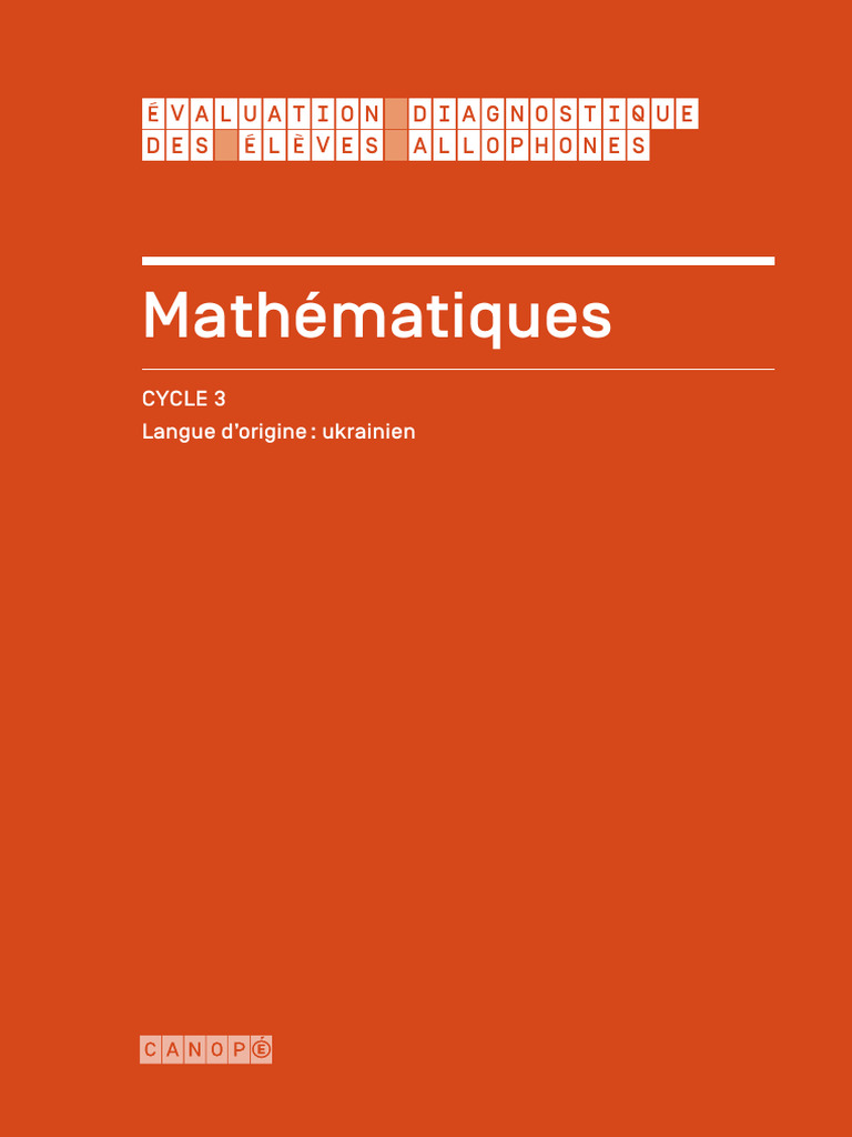 Fiche Maths Fin Cycle 3 Ukrainien | PDF