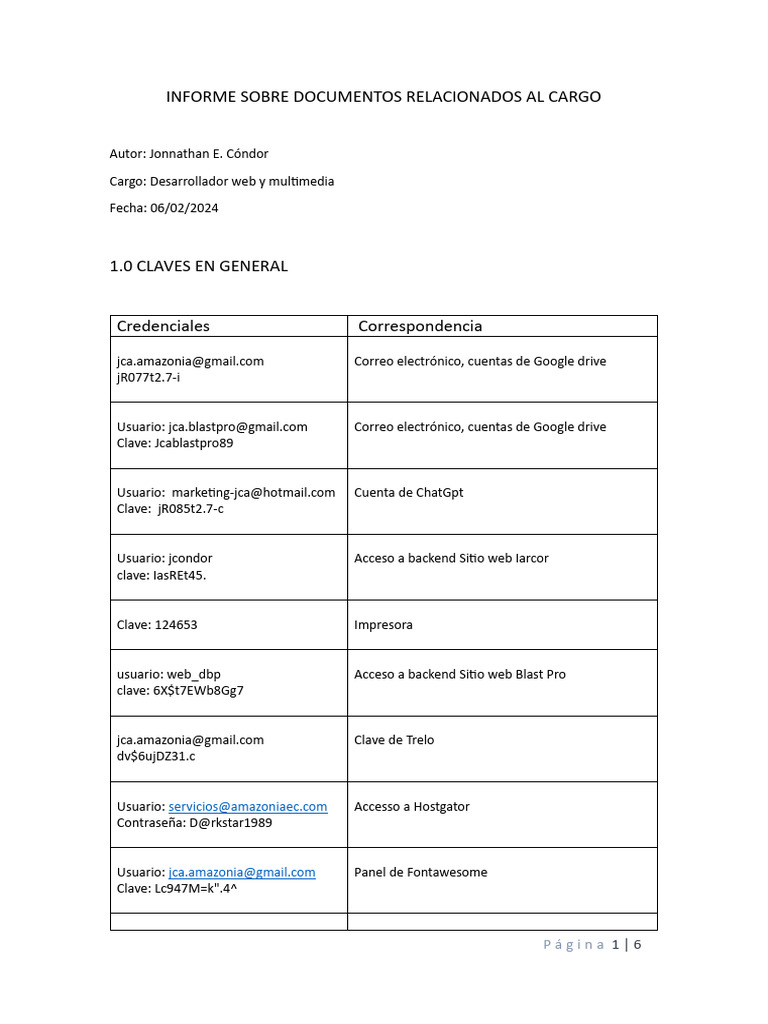 INFORME DE ENTREGA DE CARGO | PDF | Archivo de computadora | Sitios web