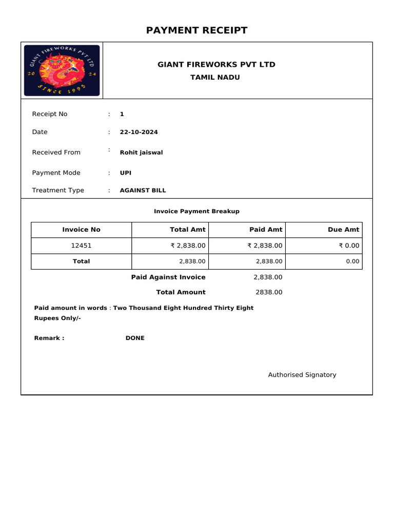 Payment Receipt 1 Rohit Jaiswal | PDF