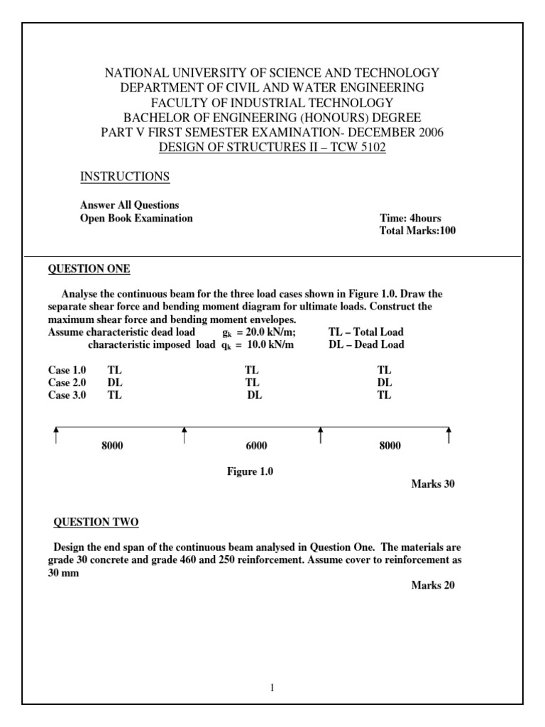 Design of Structures QSTN PPR | PDF | Bending | Mechanical Engineering