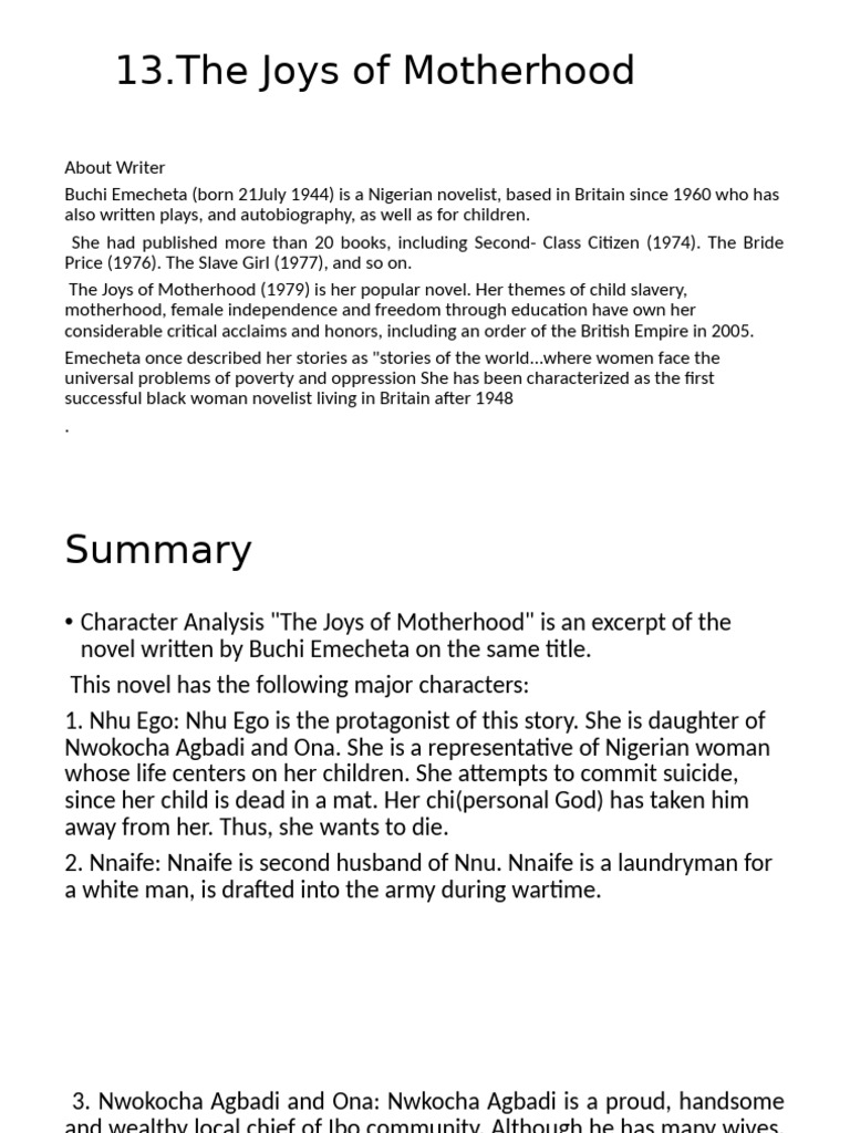 13.the Joys of Motherhood..... | PDF