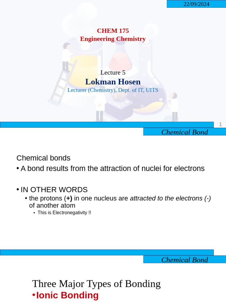 Engineering Chemisty Lecture-5 (1) | PDF | Chemical Bond | Valence (Chemistry)