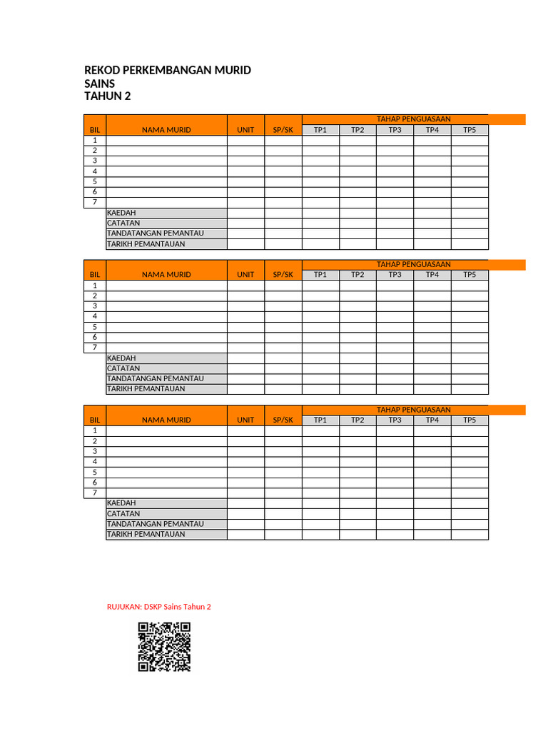 Rekod Pbd Sains Tahun 2 2024 | PDF