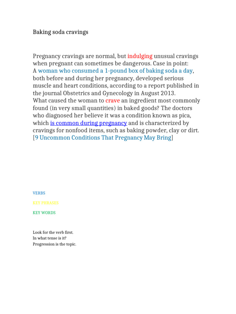 14.0 Baking Soda Cravings Exercise To Hand in 1st Written Report. | PDF