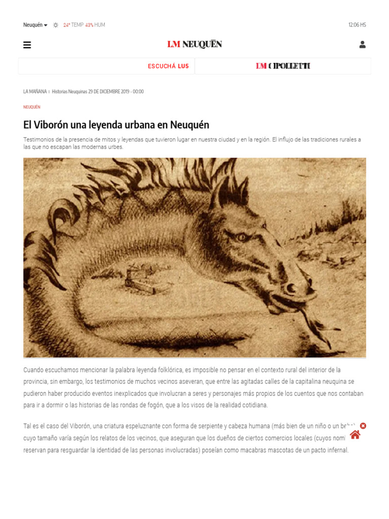 El Viborón Una Leyenda Urbana en Neuquén | PDF