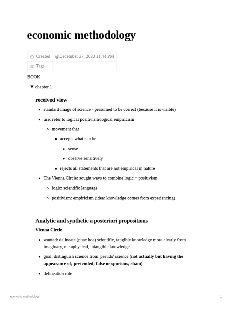 Economic Methodology Book Summary Pdf Falsifiability Econometrics