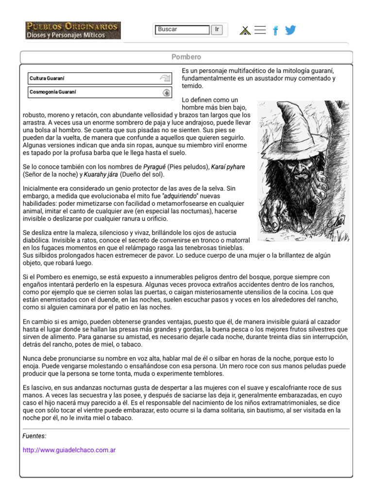 Pombero: Mito Guaraní y sus Características | PDF | Ficción general