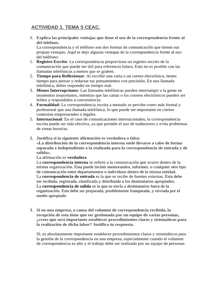 Actividad 1 CEAC Tema 5 | PDF | Business | Correo