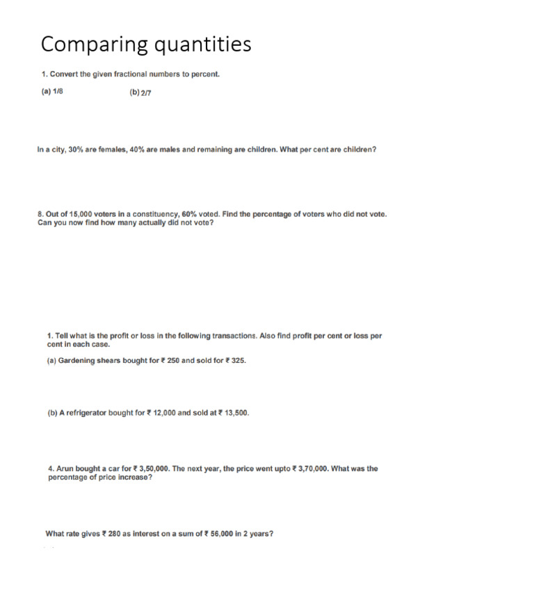 Comparing Quantities | PDF
