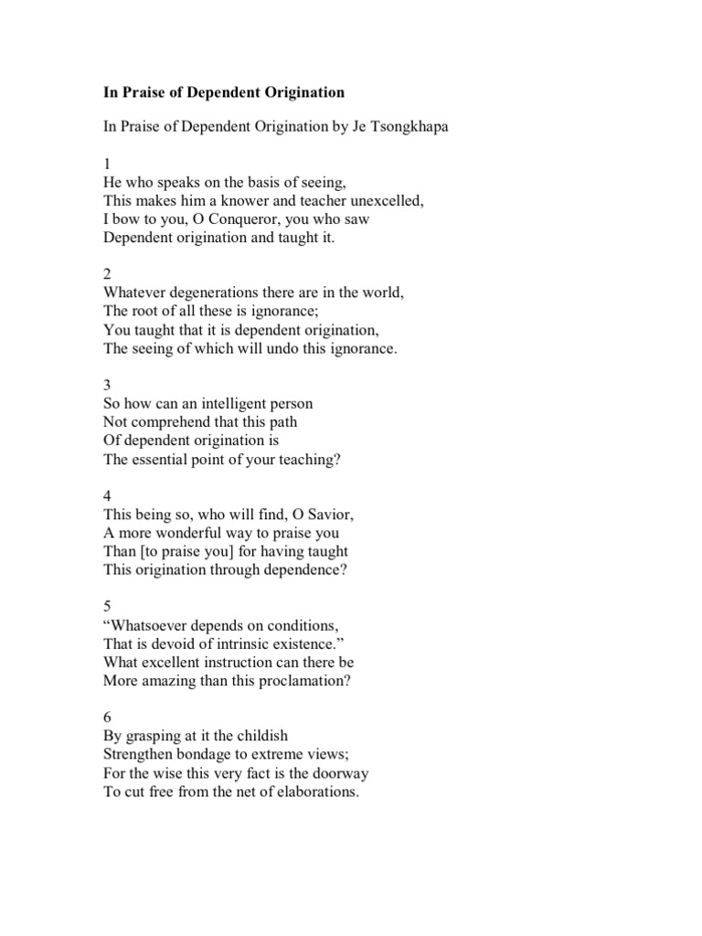 In Praise of Dependent Origination | PDF
