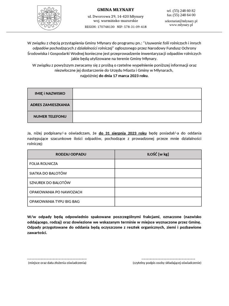 Formularz | PDF
