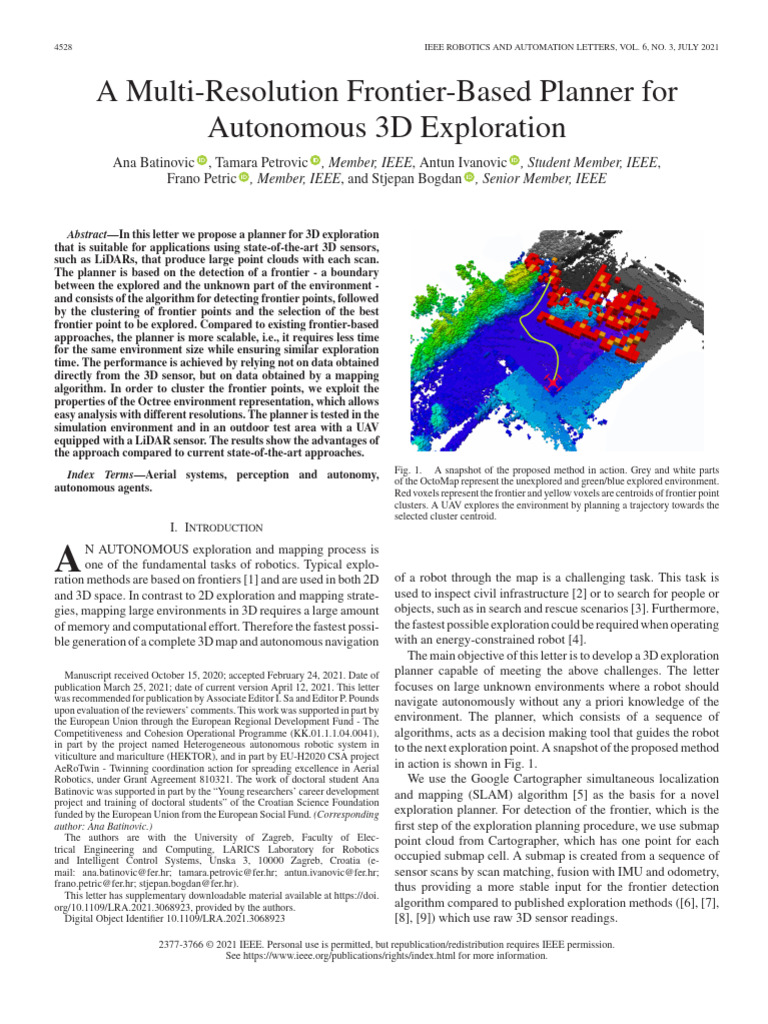 3D Exploration Planner for UAVs | PDF | Lidar | Cluster Analysis
