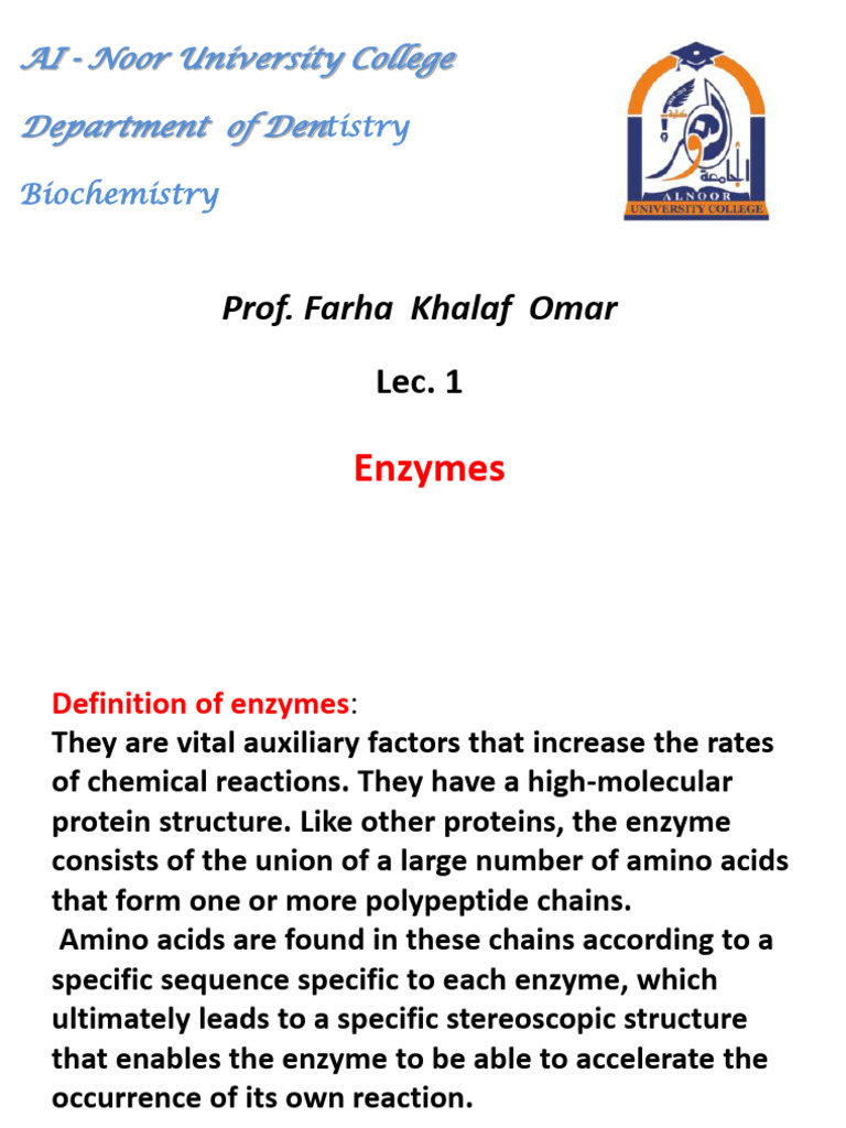 Biochemistry 1 | PDF | Enzyme | Cofactor (Biochemistry)