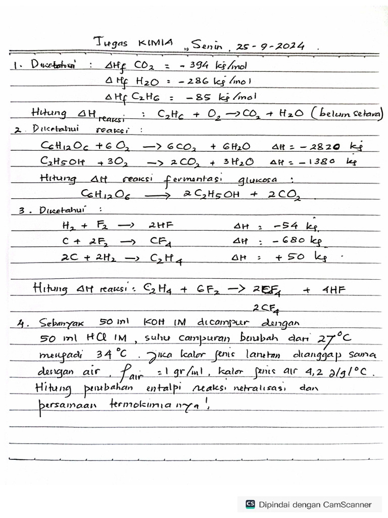 Tugas Kimia, Senin 30 September 2024 | PDF