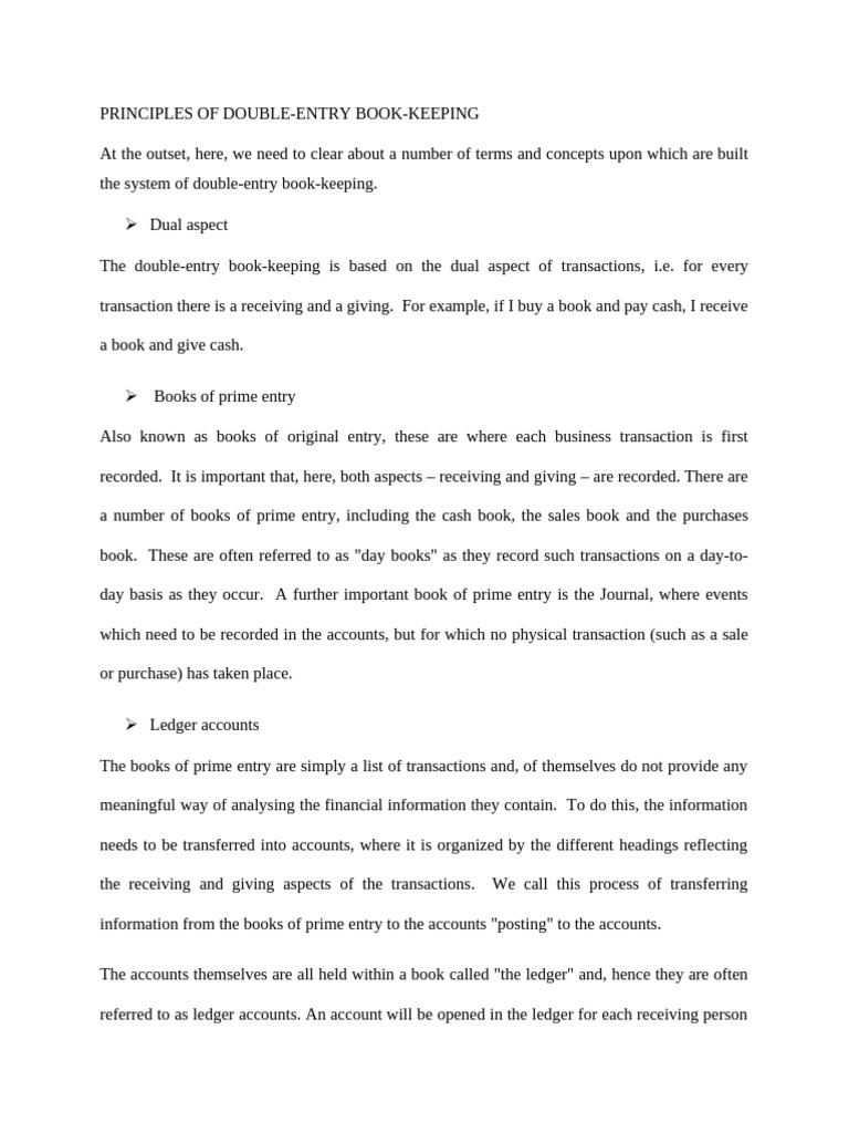 Accounting-principles of Double Entry | PDF | Debits And Credits ...