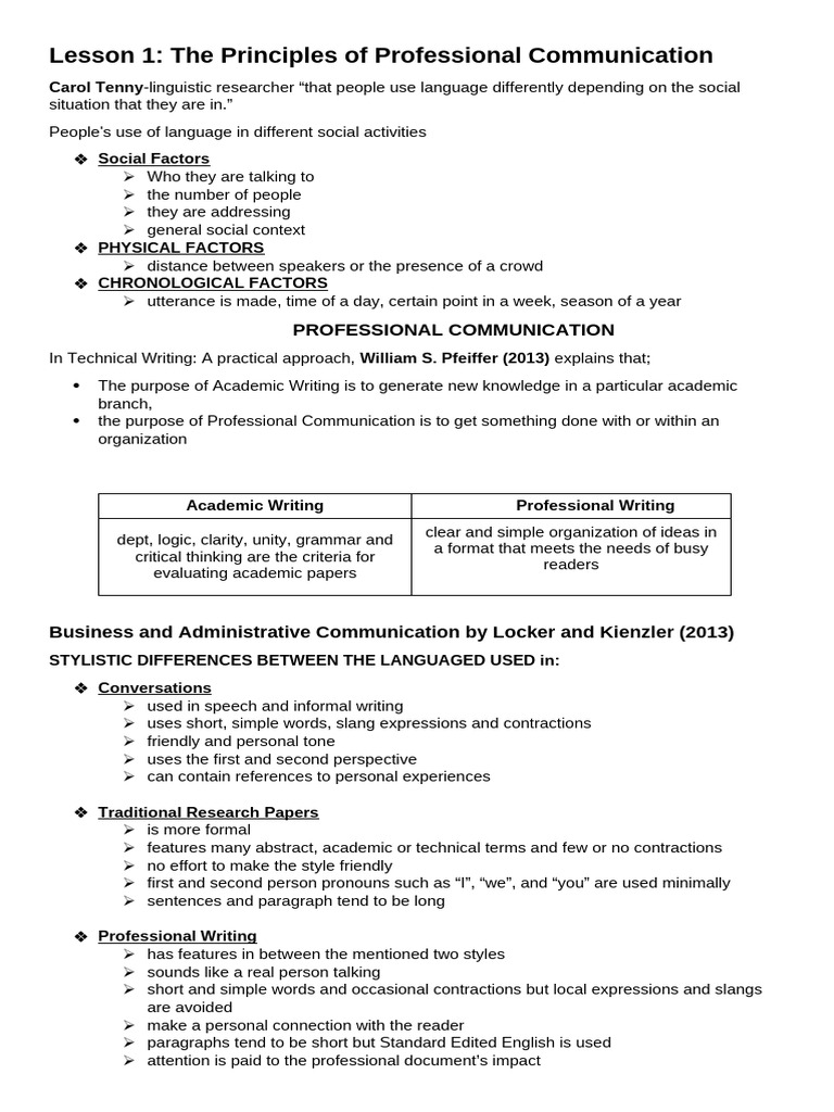 Lesson 2 Principles of Professional Communication | PDF | Typefaces ...