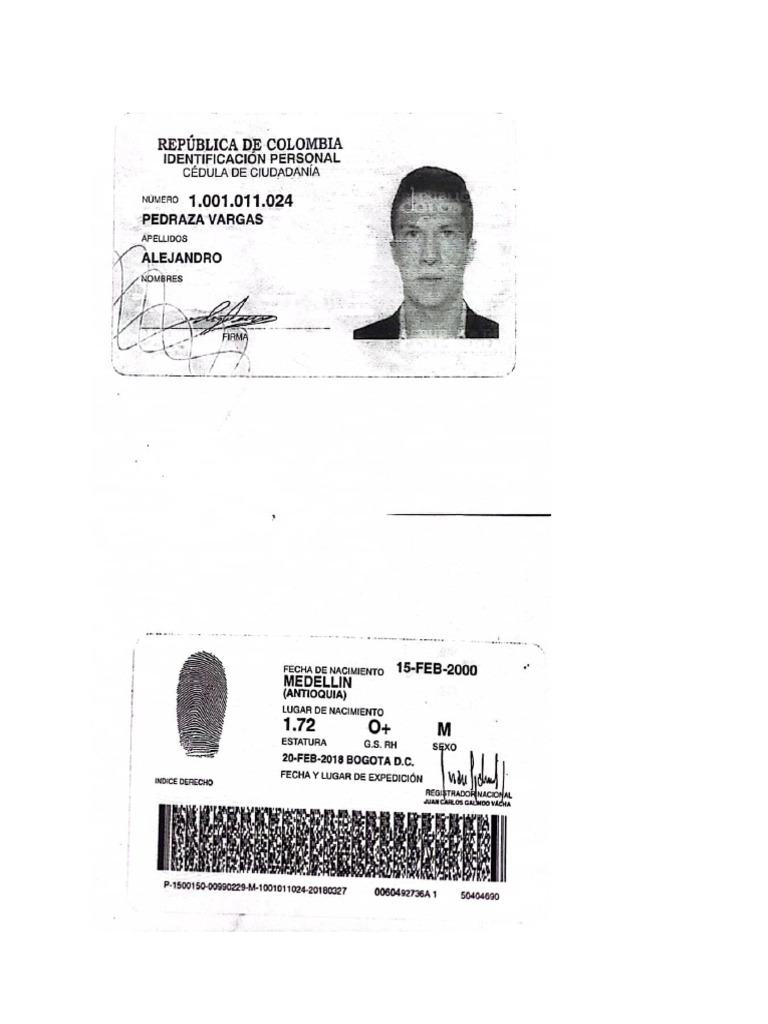 Cédula Alejandro Pedraza Vargas | PDF