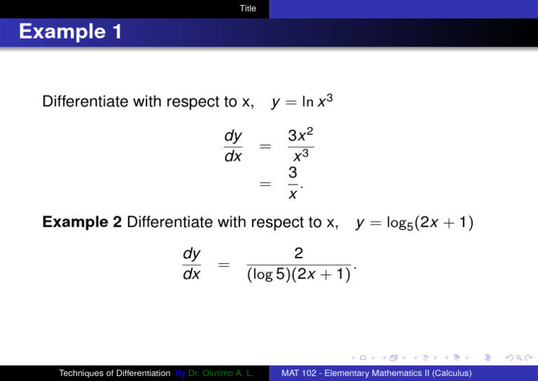 Example 1: Differentiate With Respect To X, 3 3 | PDF