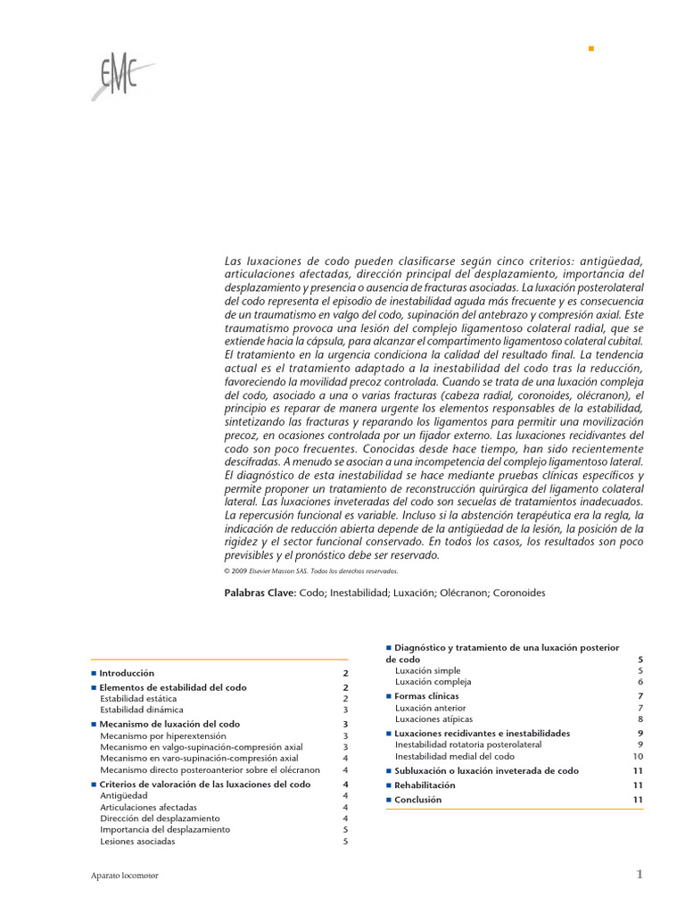 Luxación De Codo Pdf Codo Anatomía Humana