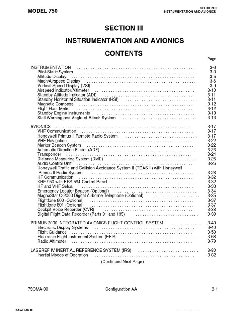 Cessna Citation X-Instrumentation and Avionics | PDF | Aerospace ...