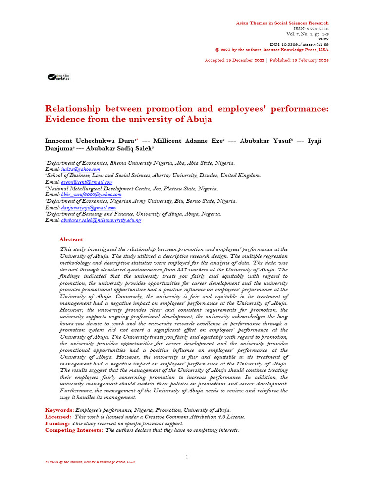 University Promotion & Performance | PDF | Employment