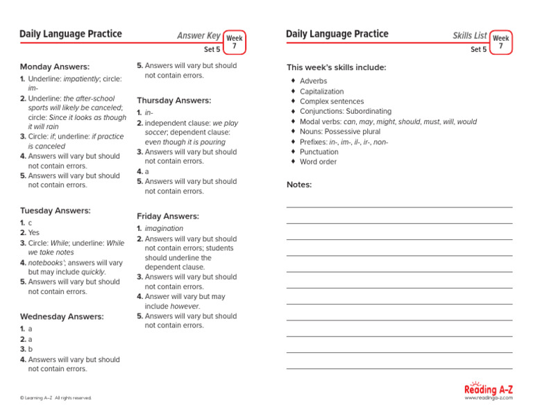 dlp_g5_wk7_answer_key | PDF | Clause | Languages