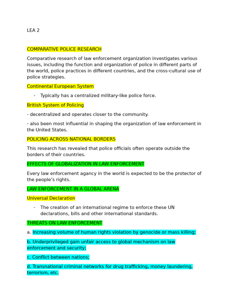 REVIEWER LEA 2 | PDF | Transnational Organized Crime | Police