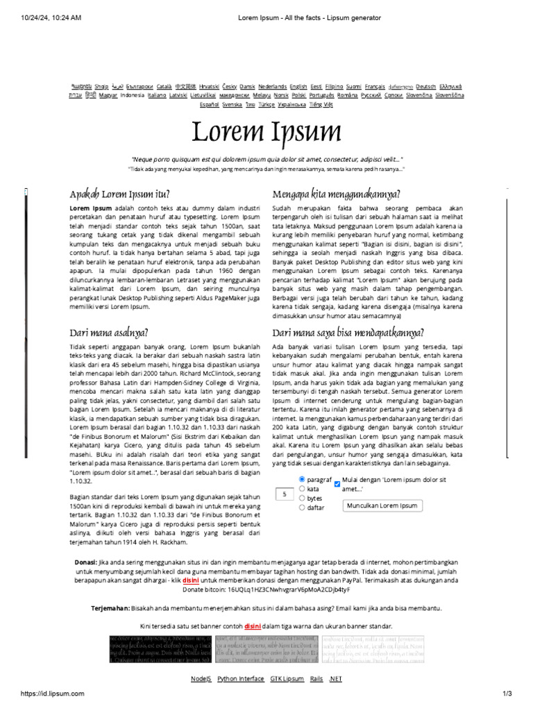 Lorem Ipsum - Indo - All Facts | PDF