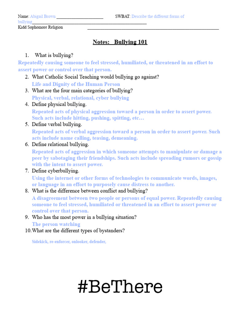 Bullying 101 Notes | PDF | Career & Growth