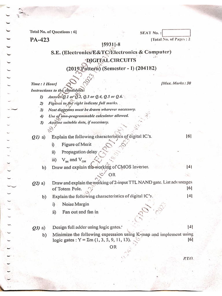 Digital Circuit Insem QP Solution | PDF