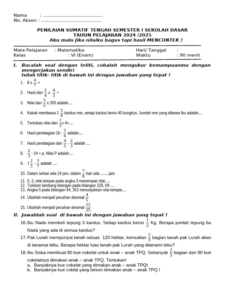 Soal Pts Kels | PDF