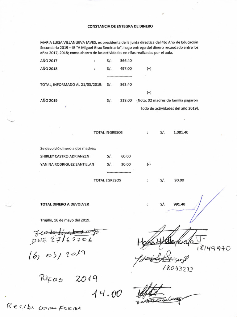 Constancia de Devolución | PDF