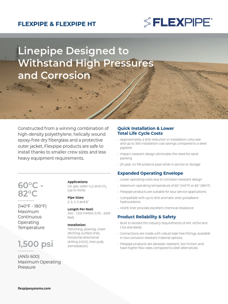 Flexpipe and Flexpipe HT Data Sheet | PDF | Pipe (Fluid Conveyance ...