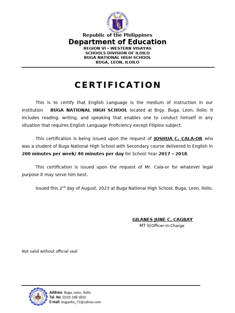 Certification English As Medium of Instruction | PDF