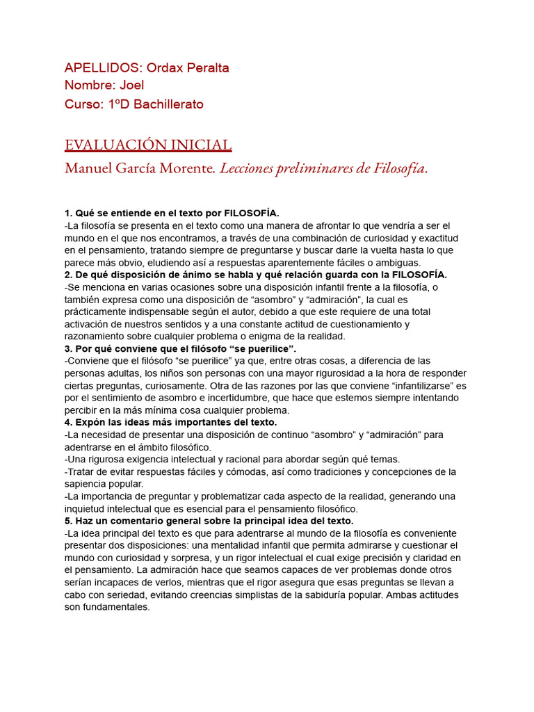 Lecciones Preliminares de Filosofía | PDF | Pensamiento | Realidad
