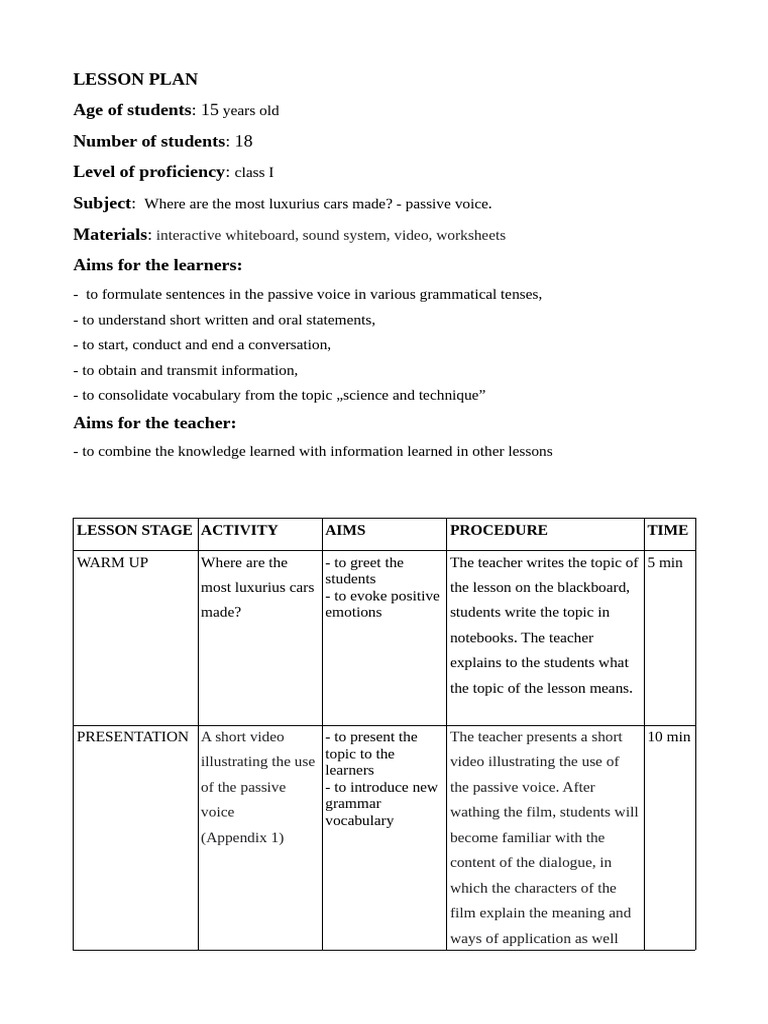 Lesson Plan 1 | PDF | Vocabulary | Lesson Plan Lesson Plan 1 | PDF | Vocabulary | Lesson Plan
