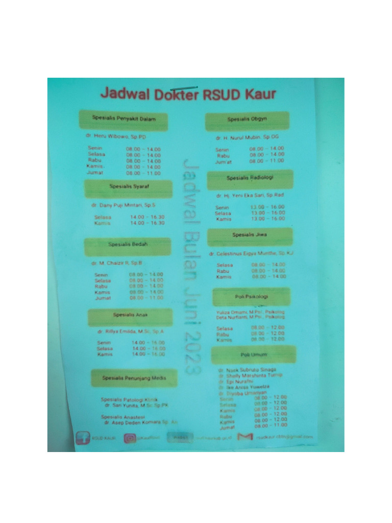 Jadwal Dokter Rujukan RSUD KAUR | PDF