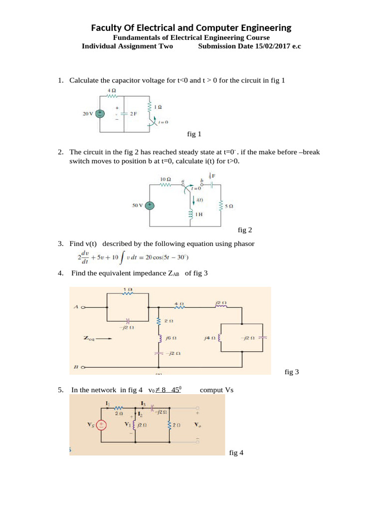 Electrical Engineering Assignment Tasks | PDF