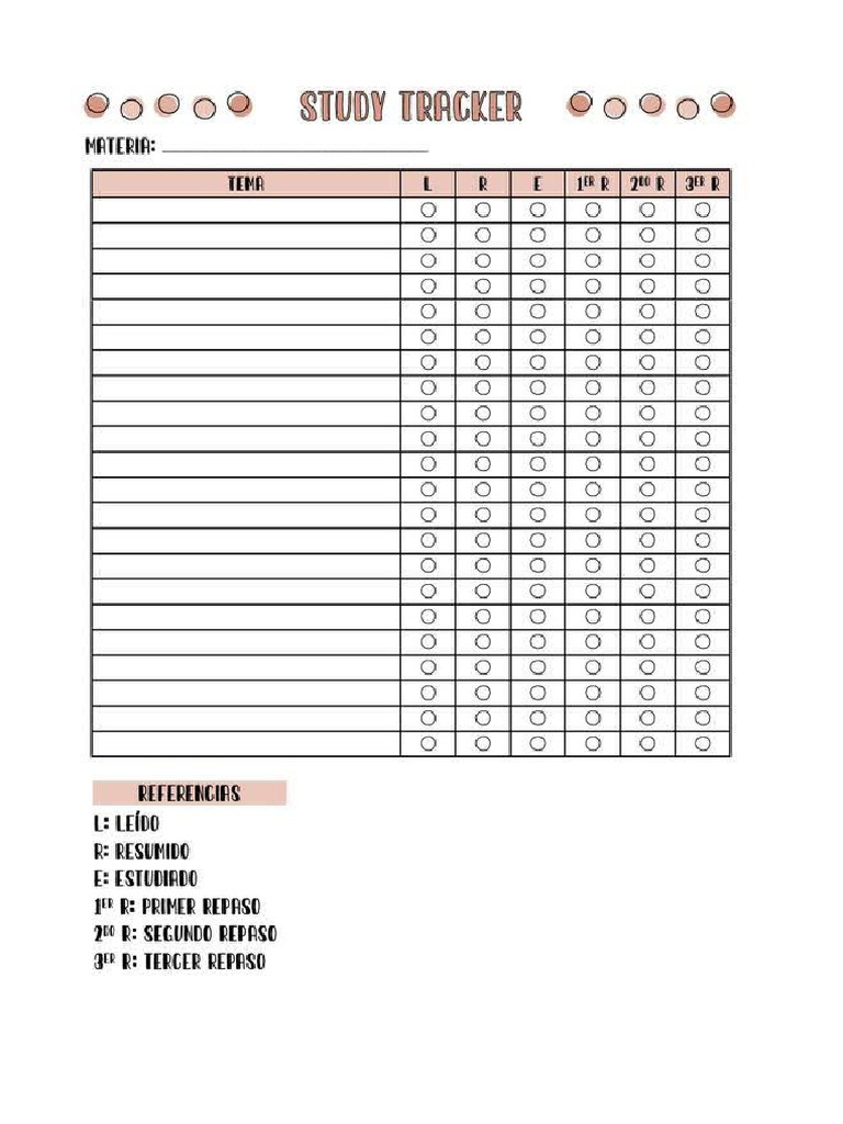 Doc1 study tracker | PDF