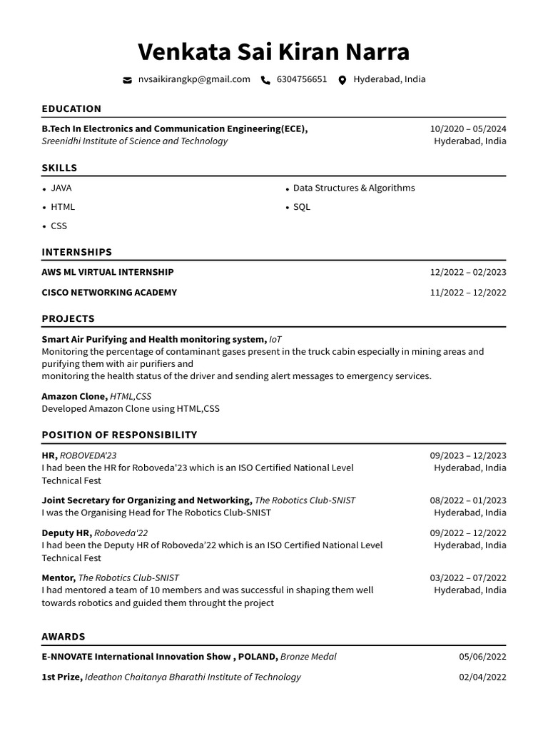 Venkata Sai Kiran Narra FlowCV Resume 20240722 | PDF