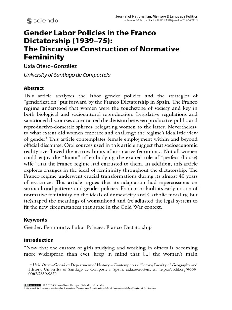 Gender Labour Policies | PDF | Francoist Spain | Employment