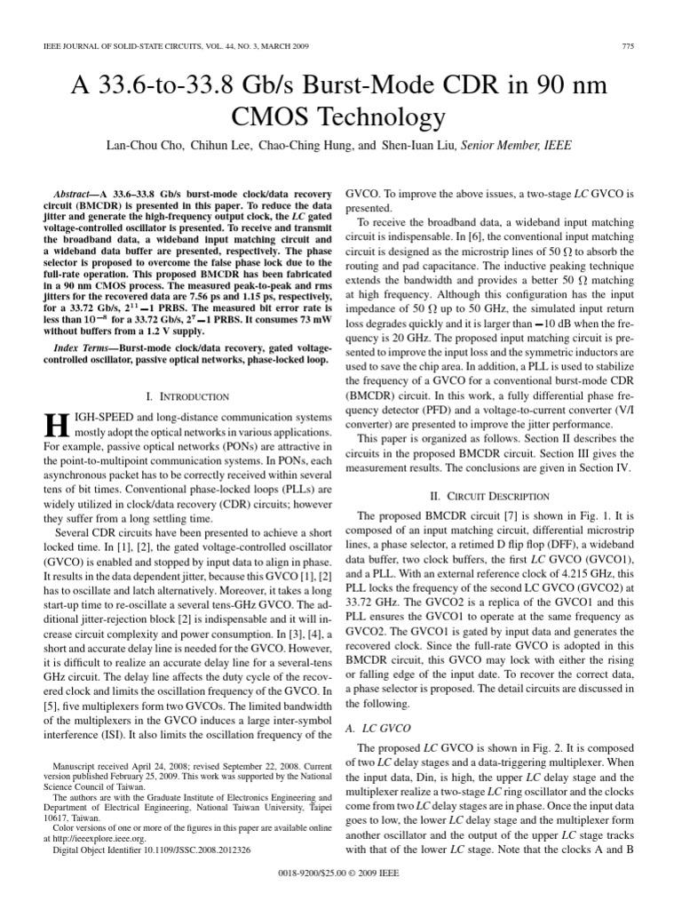 33.6-33.8 Gb/s Burst-Mode CDR in CMOS | PDF | Amplifier ...