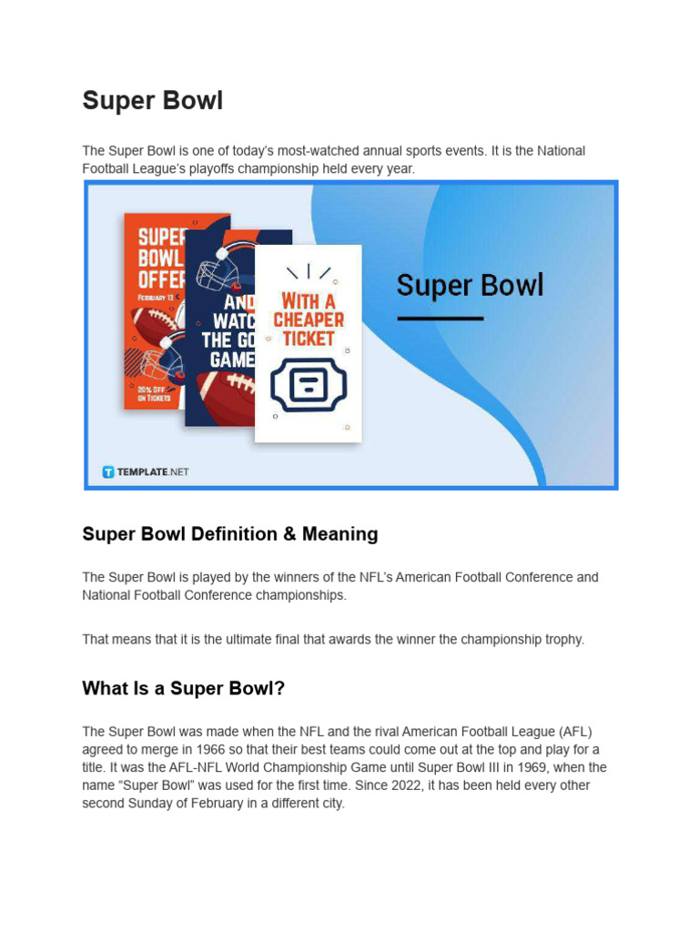 Super Bowl: Definition and Significance | PDF | Super Bowl | National ...