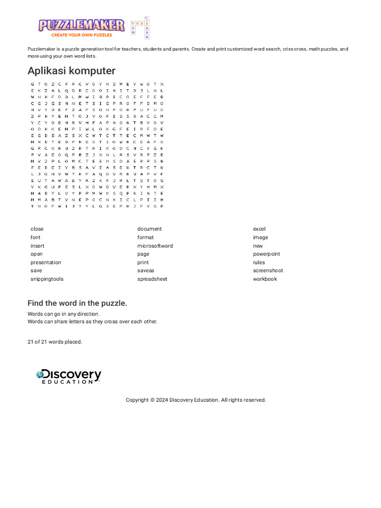 Puzzle Aplikasi Komputer | PDF | Career & Growth | Computers