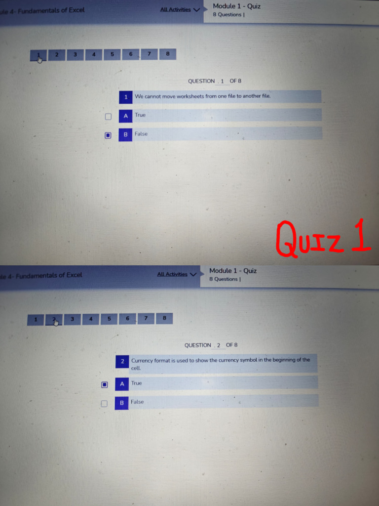 Excel Module All Quizzes Solution | PDF