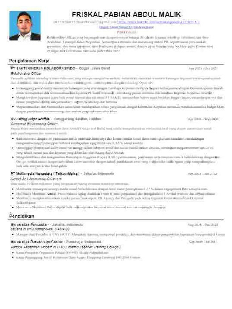 CV FRISKAL PABIAN ABDUL MALIK - 11zon | PDF