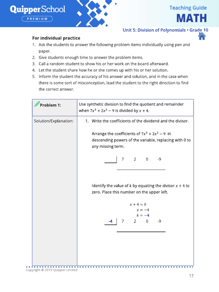 Division of Polynomials | PDF